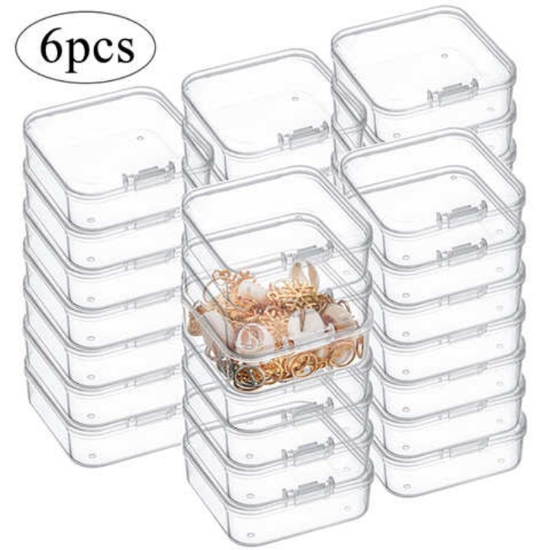 6Pcs Set Mini Plastic Clear Jewelry Organizer Box for Small Items and ...