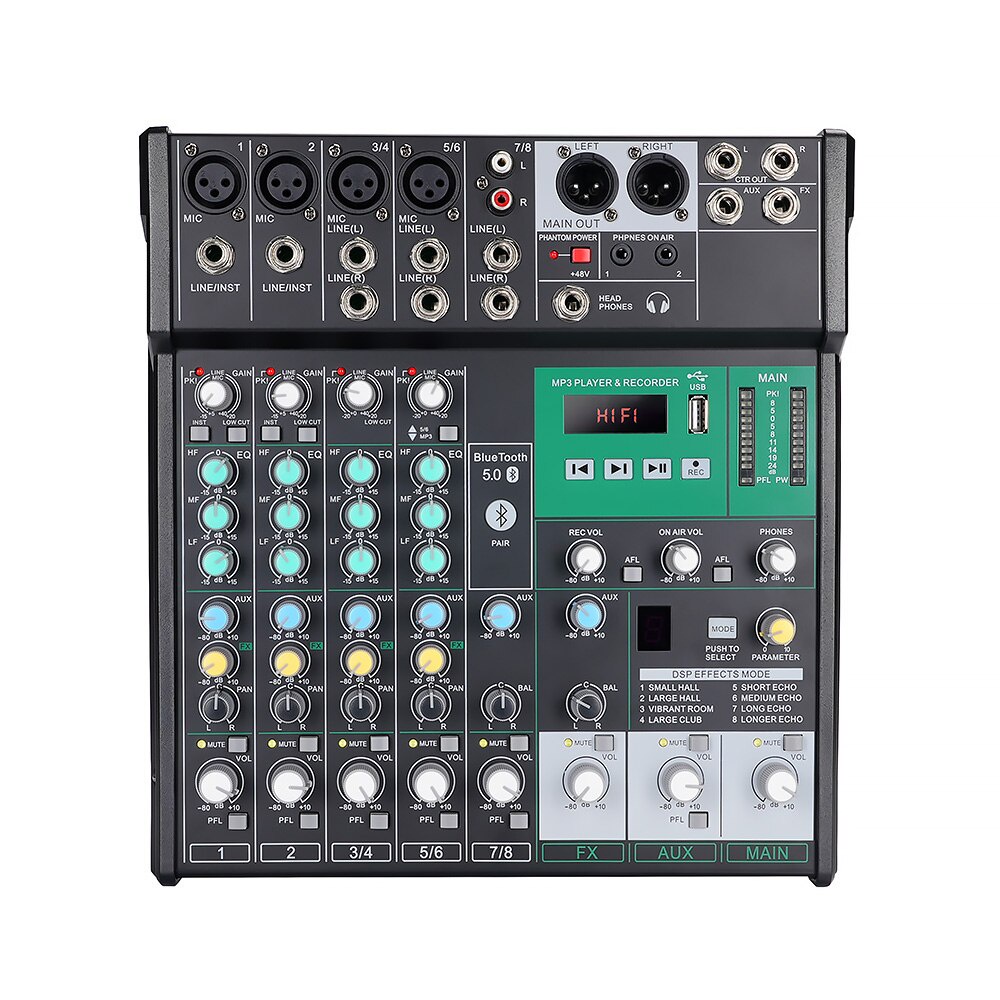 Sound Mixing Console with 7 Channels Audio Mixer for Stage Performance ...