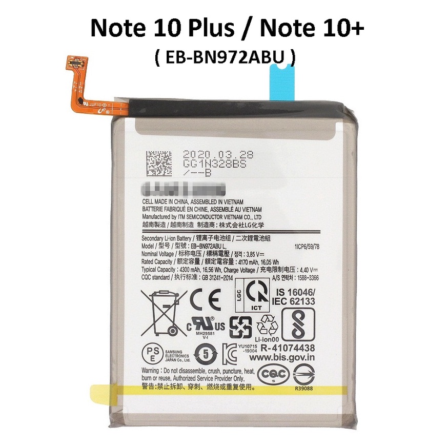 Samsung Galaxy Note 10 Plus / Note10 Plus / Note10+ ( SM-N975F ) EB-BN972ABU Battery Bateri For ...
