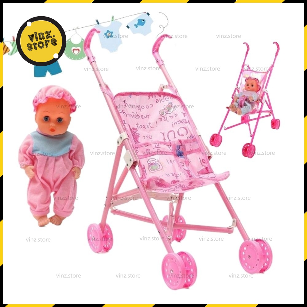 [READY STOCK] Baby Dolls Buggy Stroller Pram Toys with Baby Doll ...