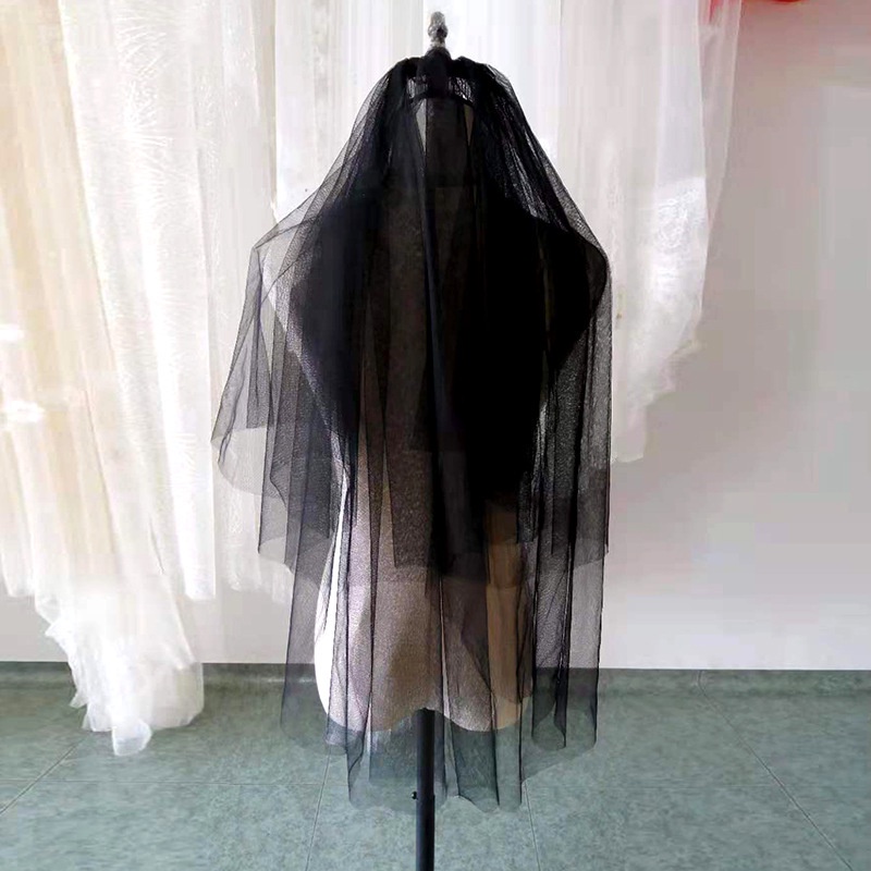 🇲🇾Black Bridal Veil Nikah Bridal Shower Veil Bachelorette Short Veil ...