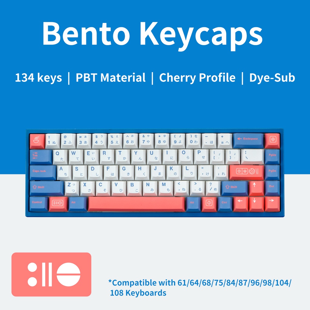 Bento Keycaps | 134 Keys | Cherry Profile | PBT Dye-Sub | Royal Kludge ...