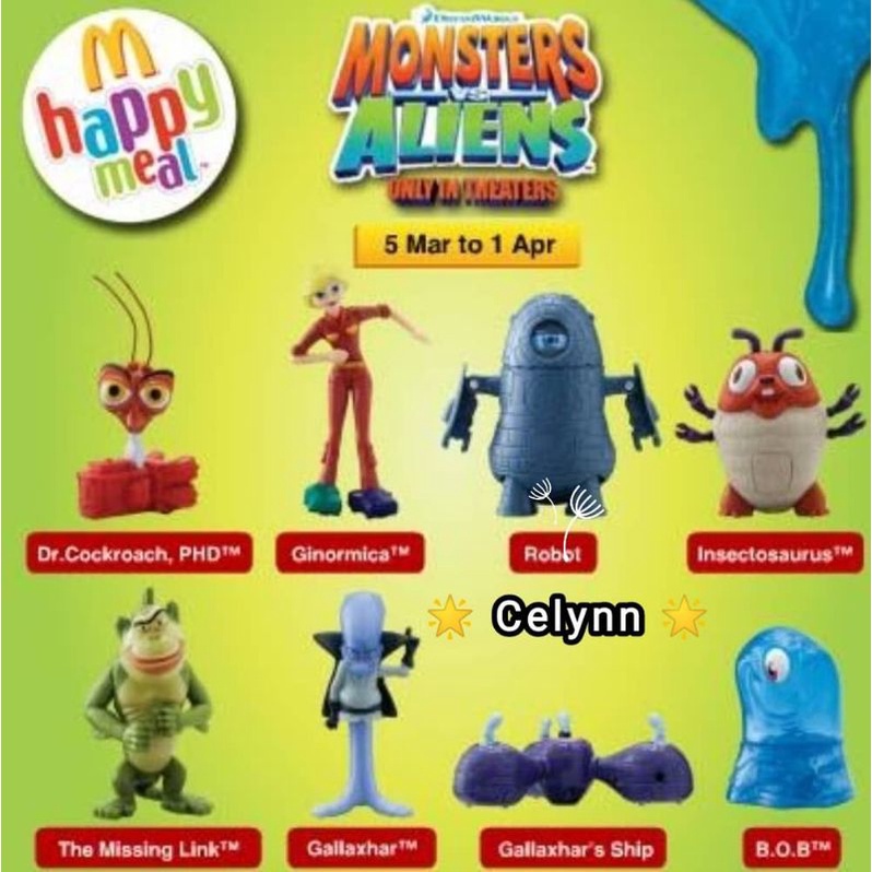 Malaysia McDonalds Mcd McDonald's Happy Meal Toy 2009 Dreamworks Monsters VS Aliens Full Set ...