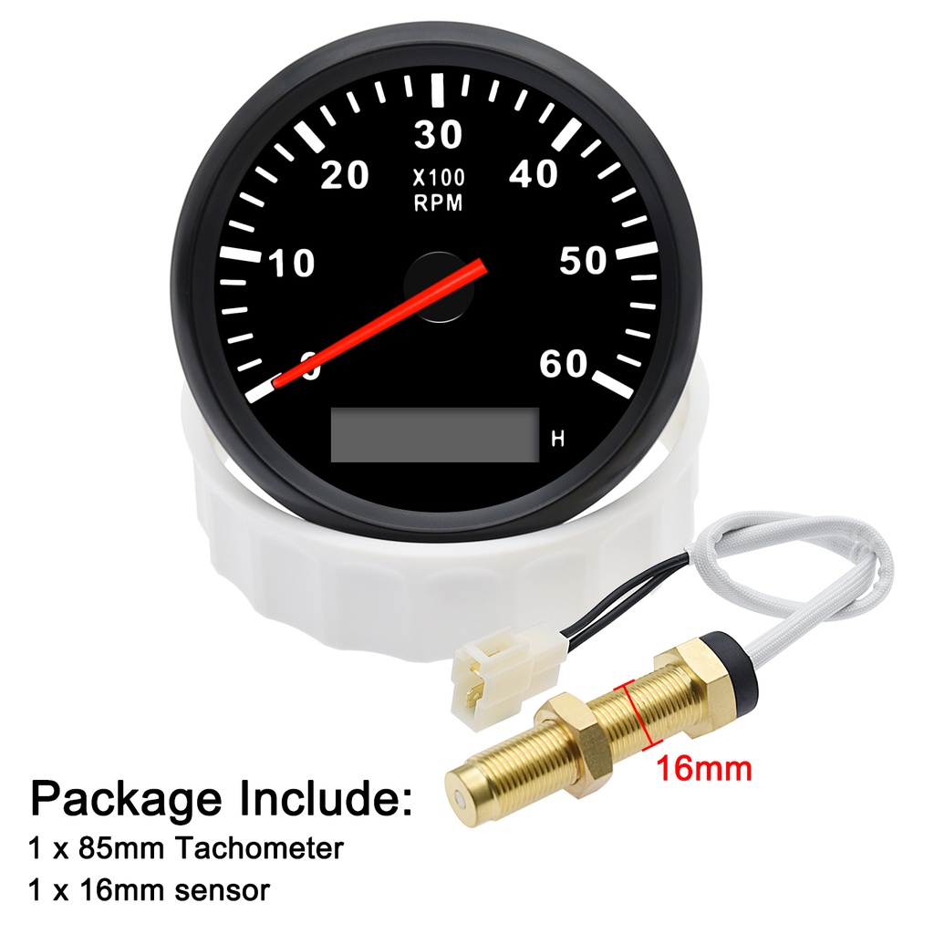 RPM Tachometer M16 Tachometer Sensor 85MM Gasoline Diesel Engine Tacho ...