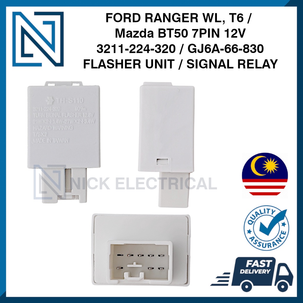TH-S110 FORD RANGER WL, T6 / Mazda BT50 7PIN 12V Flasher Unit Signal Relay Indicator Relay 3211 ...