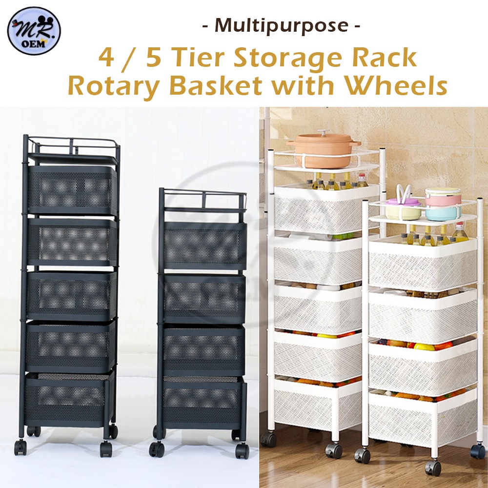 MR OEM Square Rotary Basket Trolley Kitchen Seasoning Vegetable ...