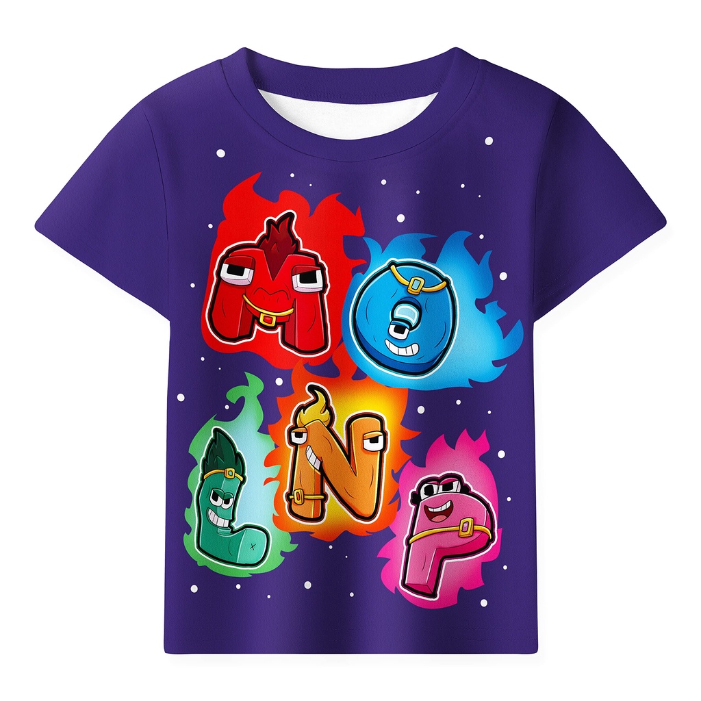 Boys Alphabet Lore T-Shirt Kids Number Short Sleeve Tee Tops Cartoon ...