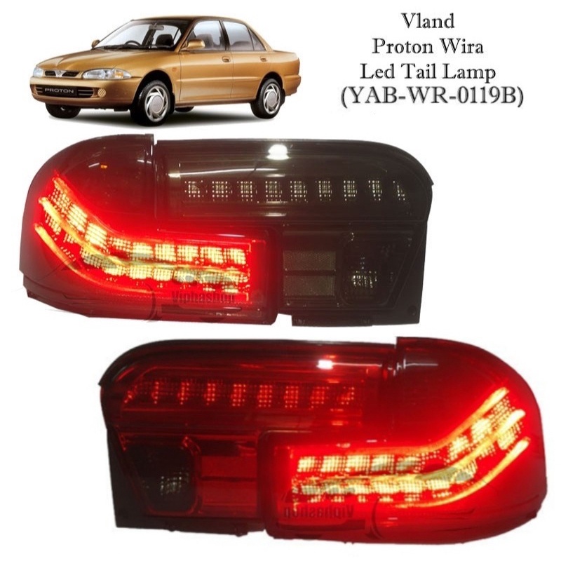 Proton Wira Tail Lamp Led Light Bar Smoke Red 1 set 4pcs Lampu Belakang ...