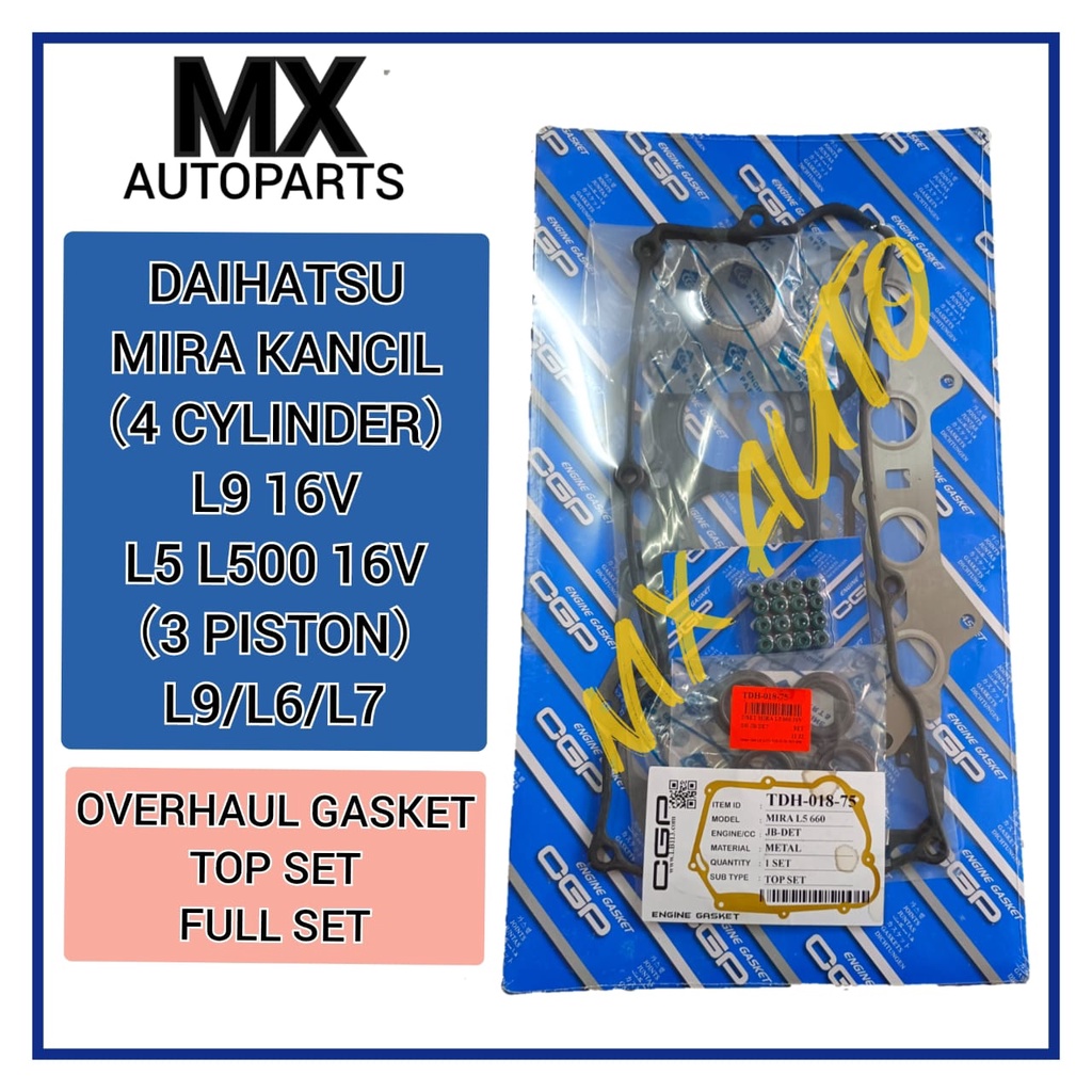 DAIHATSU MIRA KANCIL L5 L500 L9 16V JB-DET L6 L7 ENGINE TOP & FULL OVERHAUL GASKET SET | Shopee ...