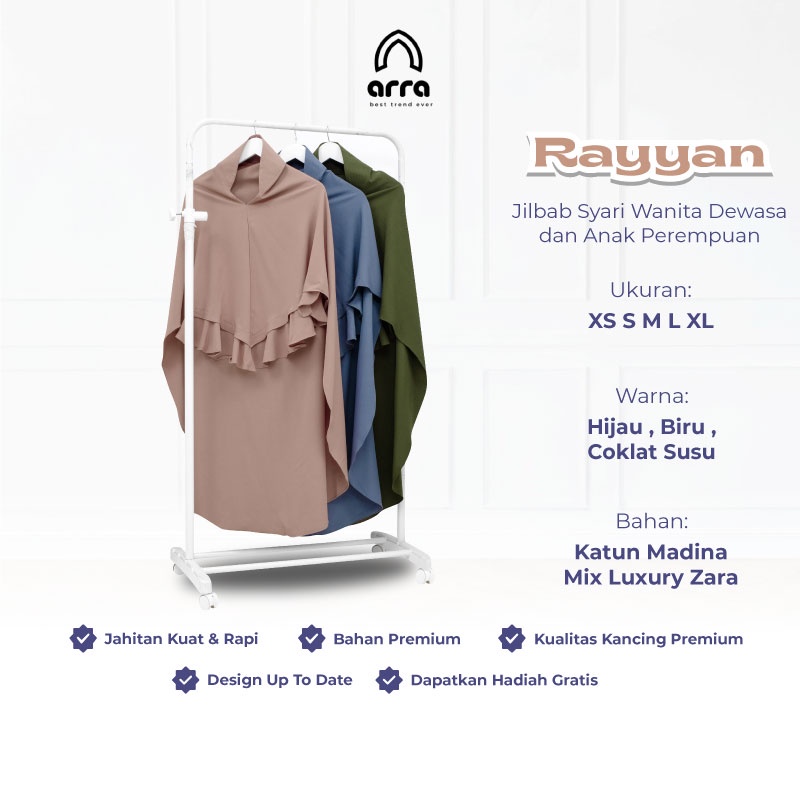 KATUN HIJAU Arra Rayyan Jilbab Syari For Adult Women And Girls Cotton ...