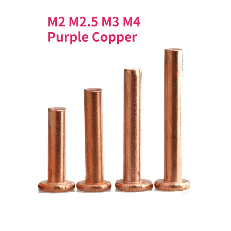 M2 M2.5 M3 M4 GB109 Red Copper Solid Rivets Knock Flat Head Rivet ...