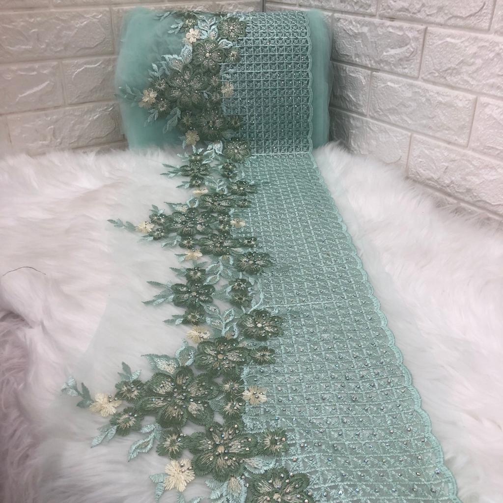 [NEW] BORDER LACE 1 LAYER PETAK CANTIK SULAM BUNGA BERBATU KILAT / LACE ...