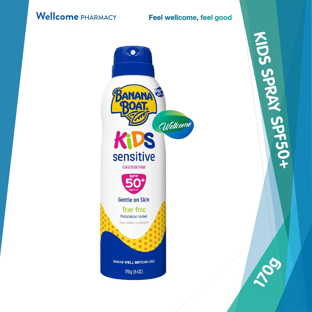Banana Boat Kids Sensitive Very Water Resistant Sunscreen Spray SPF 50 ...