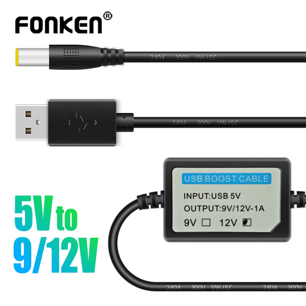 Fonken USB Charge Power Boost Cable DC 5V to 9V/12V Step UP Converter ...