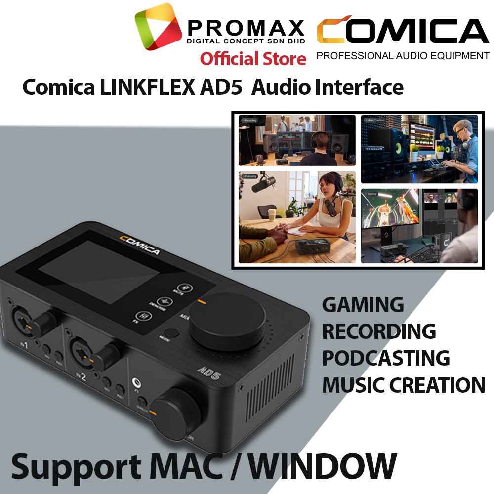 Comica Audio LINKFLEX AD5 Portable 4x4 Dual USB-C Audio Interface for ...