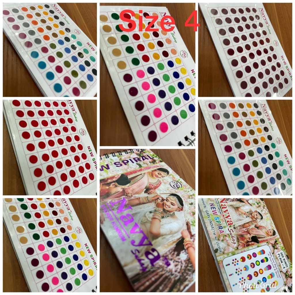 Bindi/ Pottu/ Sticker Pottu Booklet - Navya Plain 360 bindis | Shopee ...