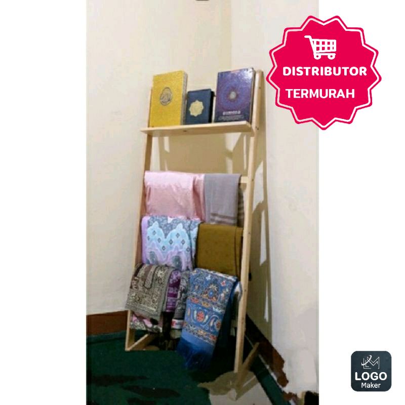 KAYU Wooden Ladder Rack Ladder Hanger Mukena Hijab Jilbab Sajadah ...