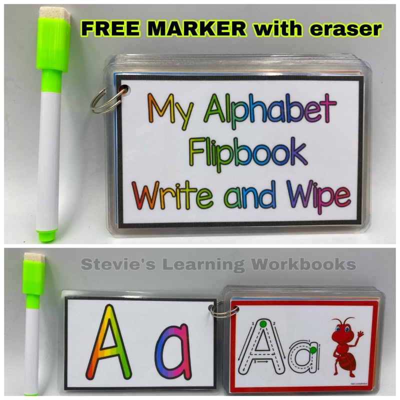 TRACING ALPHABET - Write and erase laminated flash cards (BACK TO BACK ...