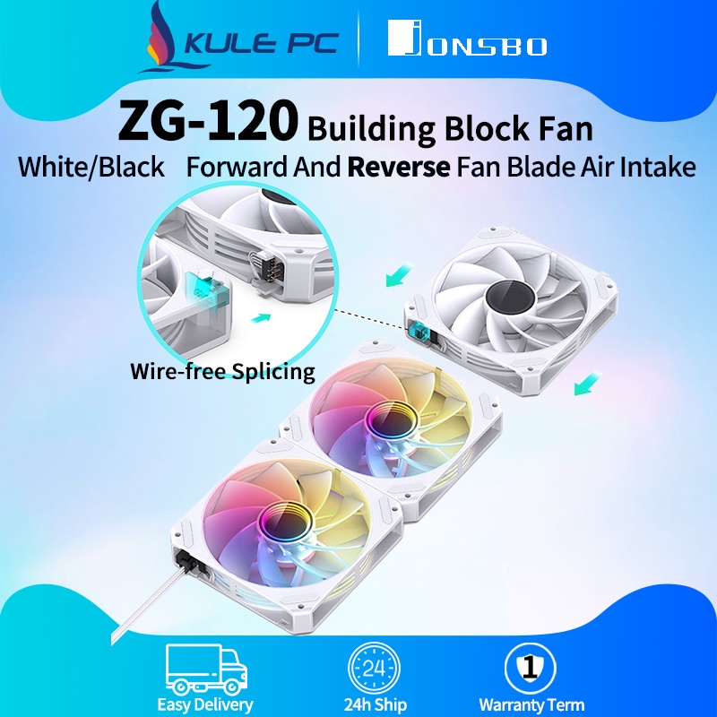 Jonsbo ZG-120 ARGB Building Block Fan Black White Splicable Tandem ...