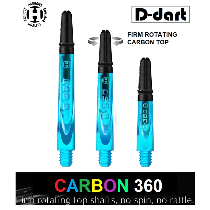 Harrows Carbon 360 Shafts - AQUA BLUE Polycarbonate Spinning Dart Shaft ...