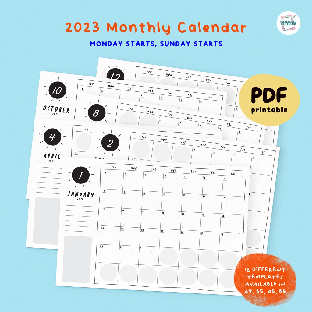2023 Dated Simple Minimalist Black & White Monthly Calendar Planner ...