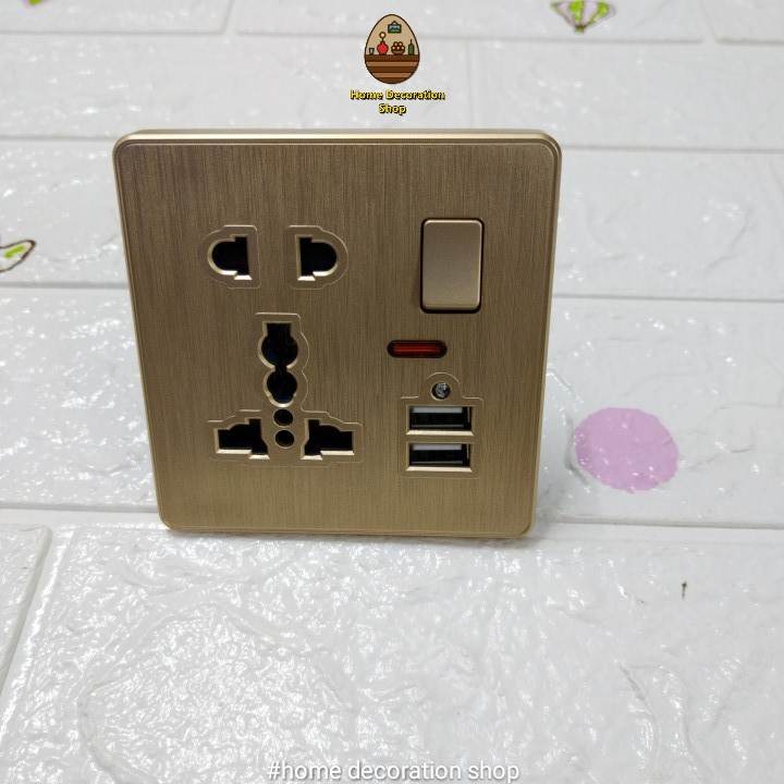 home wall switch socket ( golden color) electric plug socket 13a / 10a ...