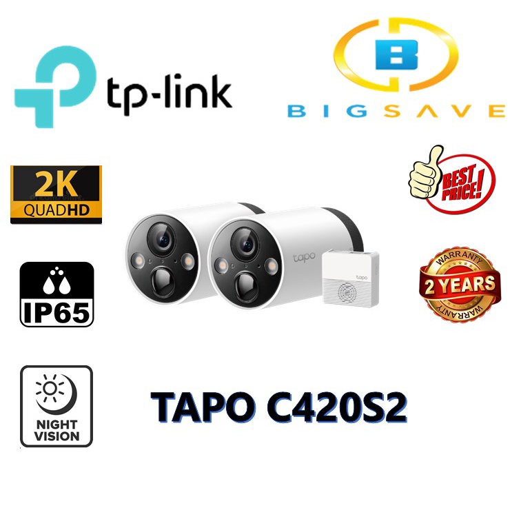 TP-LINK TAPO C420S2 SMART WIRE-FREE SECURITY WIFI CAMERA SYSTEM (2 ...