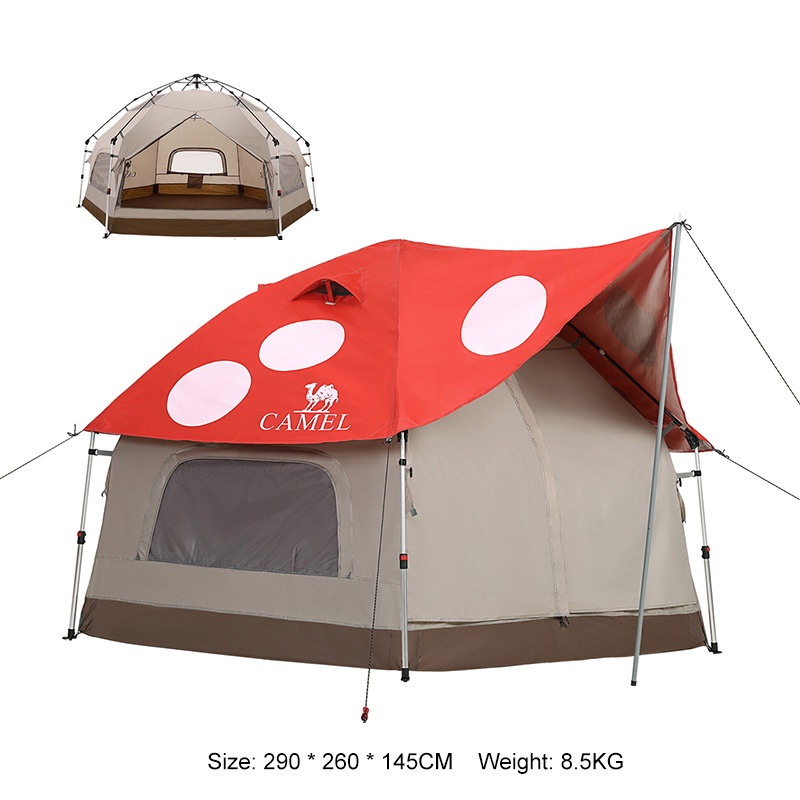 CAMEL CROWN Hexagonal mushroom tent 4 ~ 5 people outdoor portable folding tent rain prevention ...