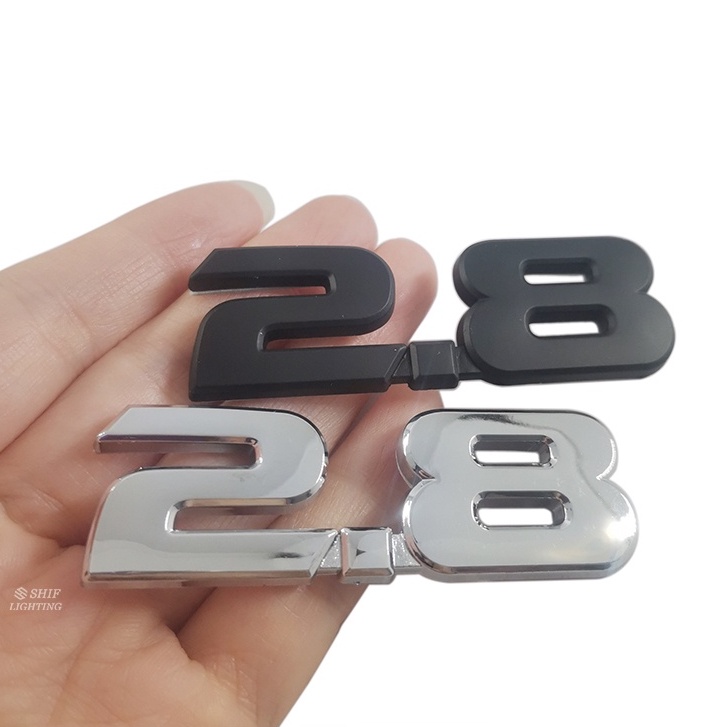 1 x ABS Chrome/Black 2.8 Number Letter Car Auto Rear Emblem Badge Decal ...
