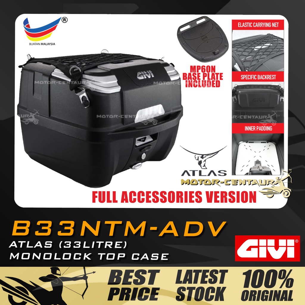 KOTAK/BOX GIVI MONOLOCK TOP CASE B33, B45, B33NM, B33N2M, B33NTM-ADV, B45NM, B45NM-ADV ATLAS ...