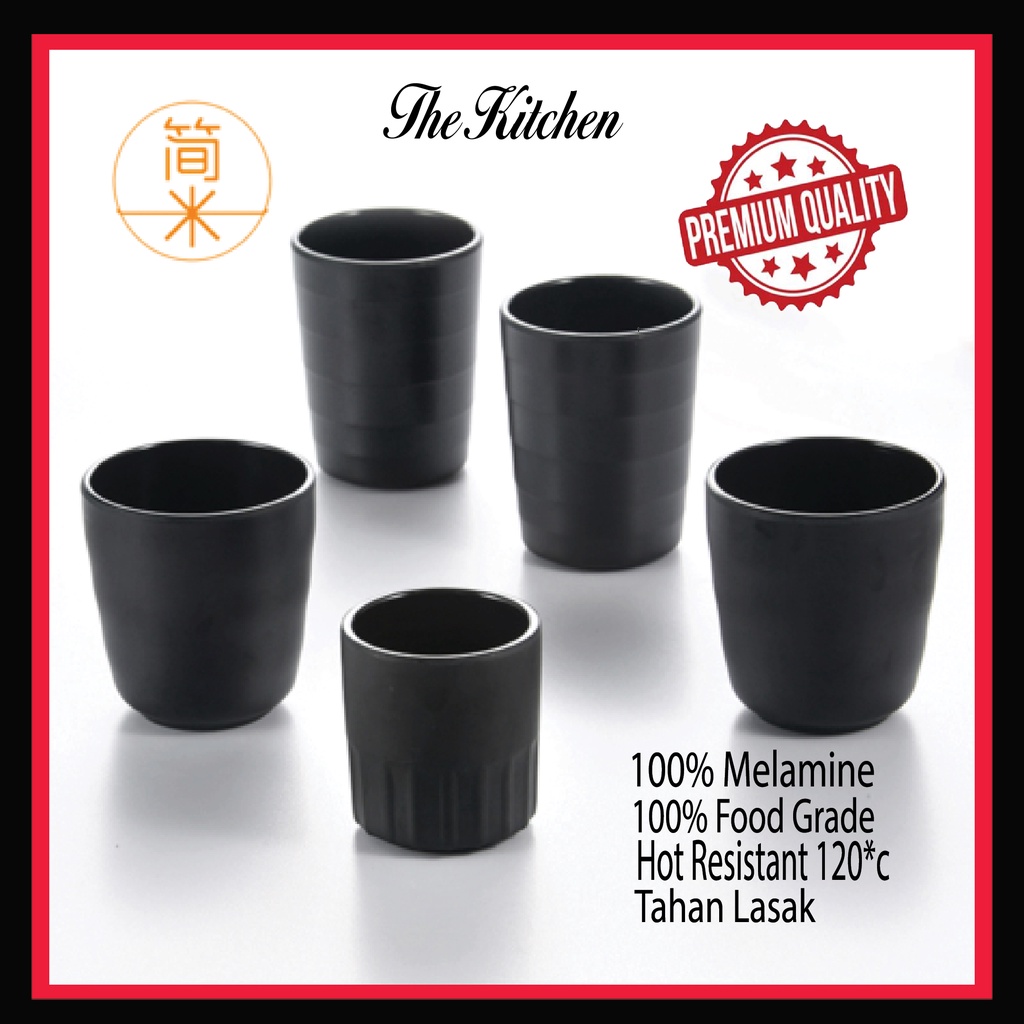 TheKitchen Melamine Black Matt Pattern Water Drinking Cup Green Tea Cup Cawan Melamine Tableware ...