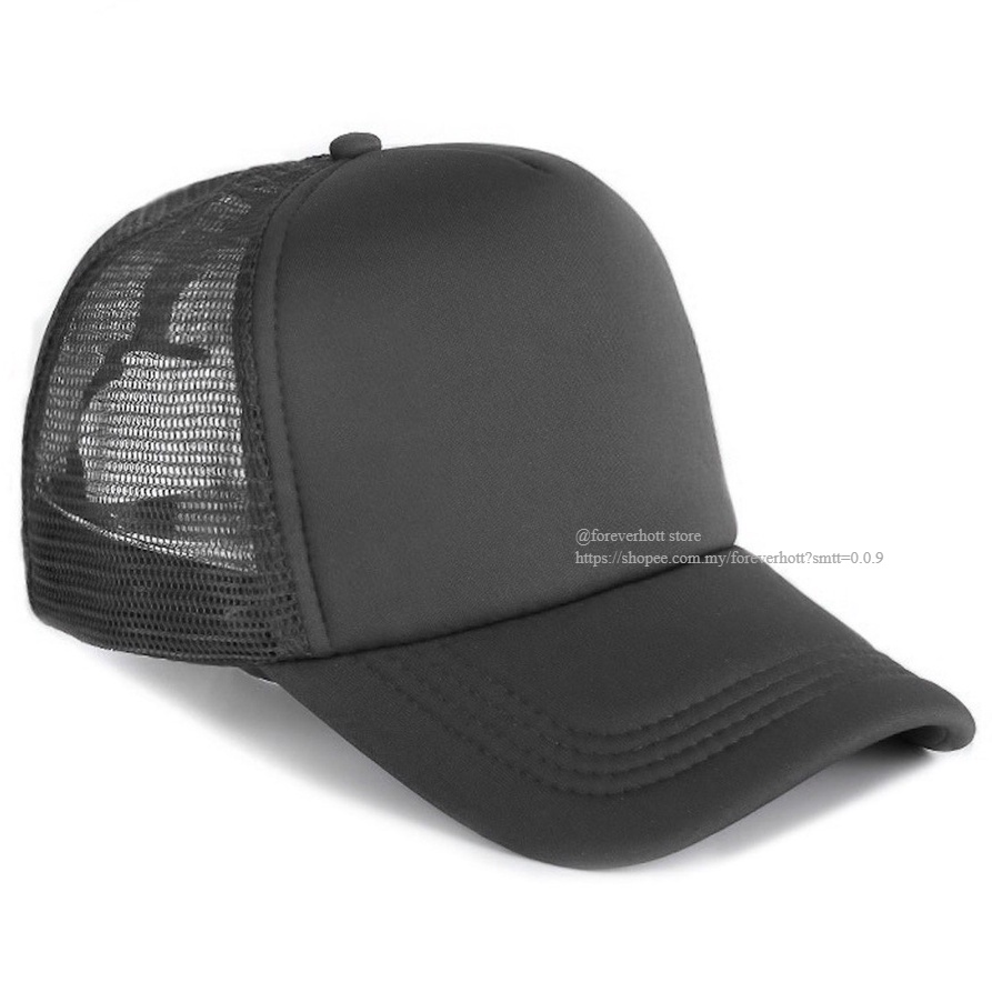 Topi Jaring Kosong Hitam Trucker Baseball Caps Plain Black Basic Cap ...