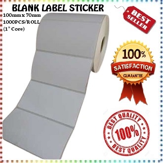 BLANK LABEL STICKER 100mm x 70mm (1 INCH CORE) 1000PCS PER ROLL SINGLE ...