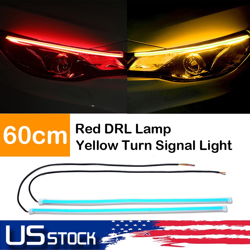 DRL Universal Flowing Turn Signal Light Car Tube LED Strip Red Turn ...