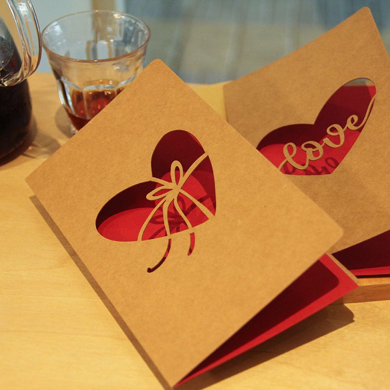 Kraft Paper Valentine's Day Greeting Card Heart Shaped Greeting Card ...