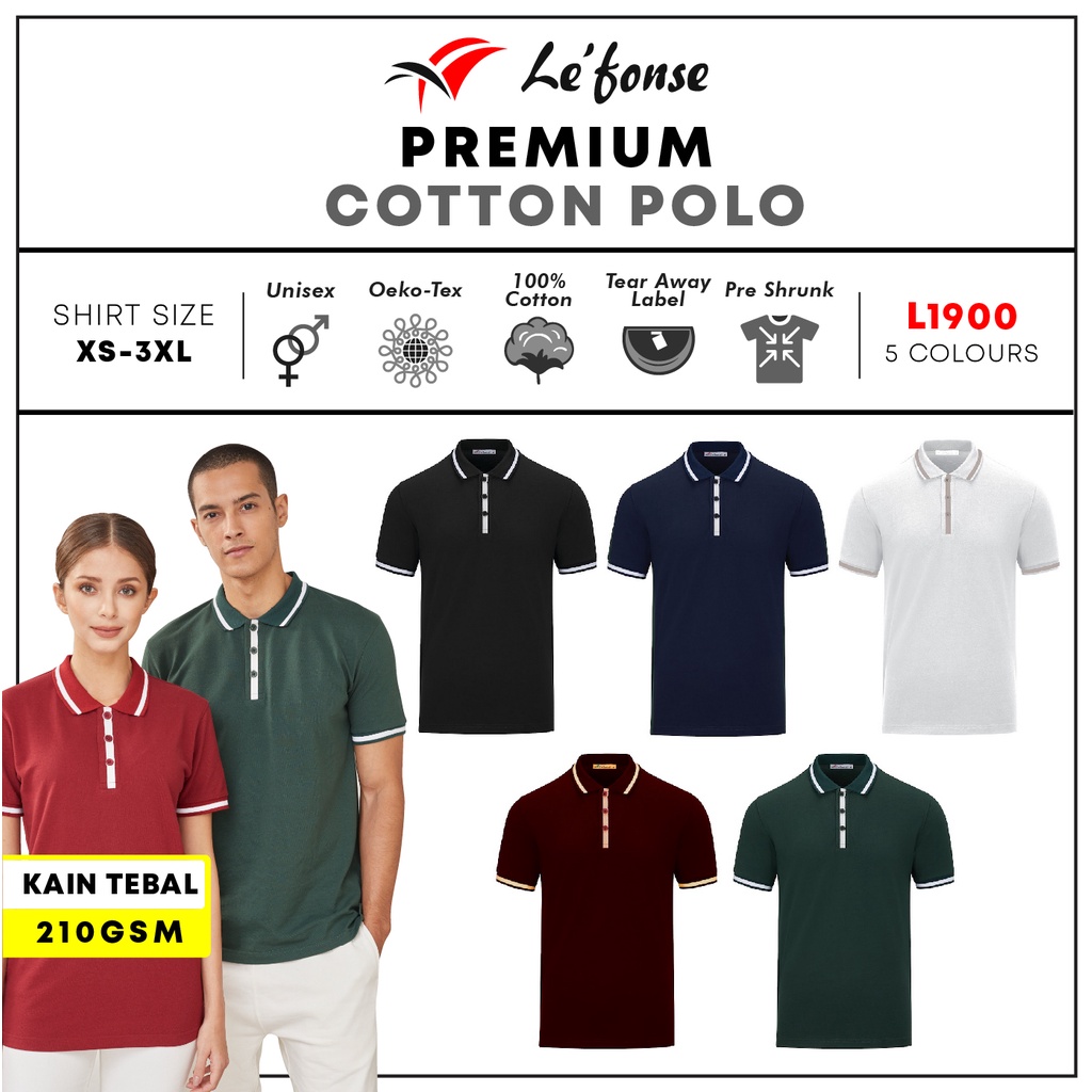 Lefonse Unisex Premium Polo T-Shirt - White / Navy / Black / Maroon ...