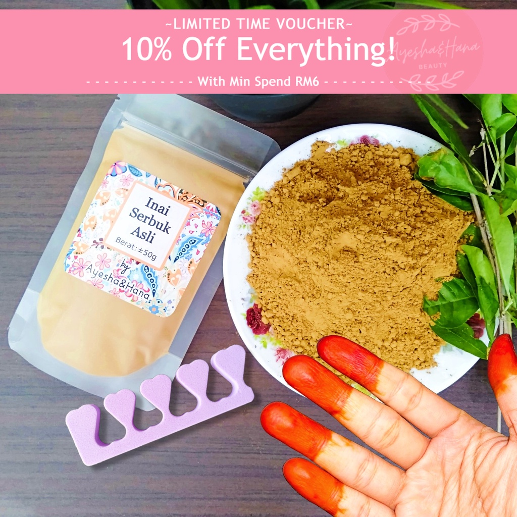 Premium Quality | 50g Serbuk Inai Daun Asli Warna Tahan Lama Untuk Jari ...