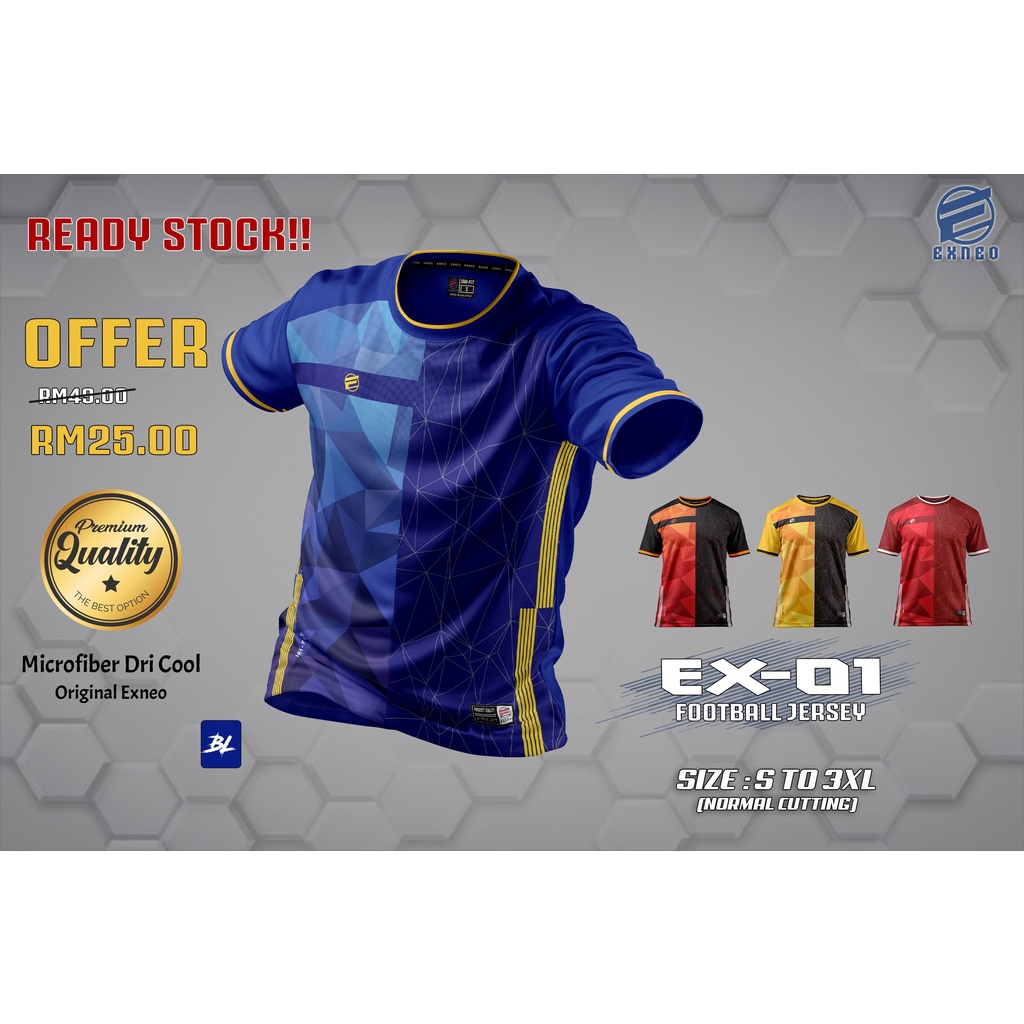 💥Ready Stock💥Premium Quality Jersey Murah Sport Exneo EX01 Microfiber Dry Fit Fabric Jersi Team ...