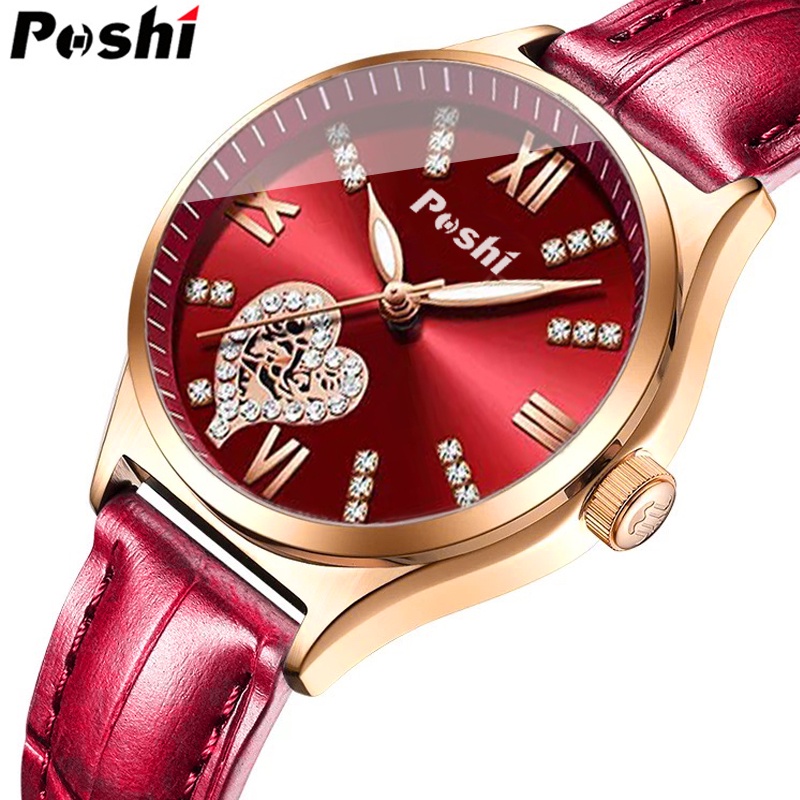 POSHI Original Women’s Watches Fashion Women Leather Casual Watch ...