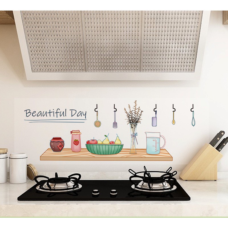 60X90CM Self-adhesive Anti-oil Stickers Kitchen High-temperature Tiles ...