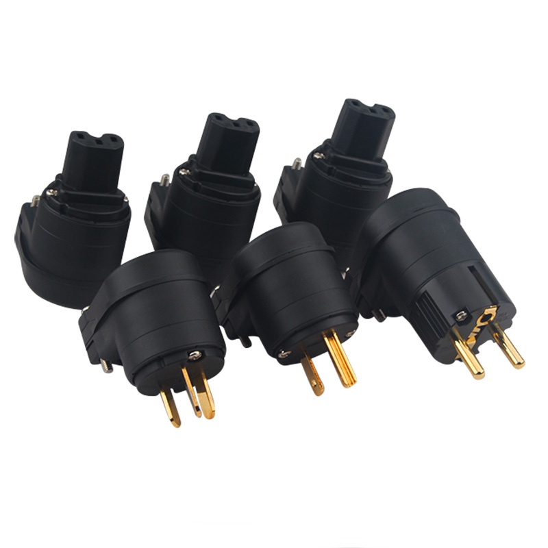 HiFi Audio Adapter Power Plug L-shaped Copper Gold Plated US EU ...