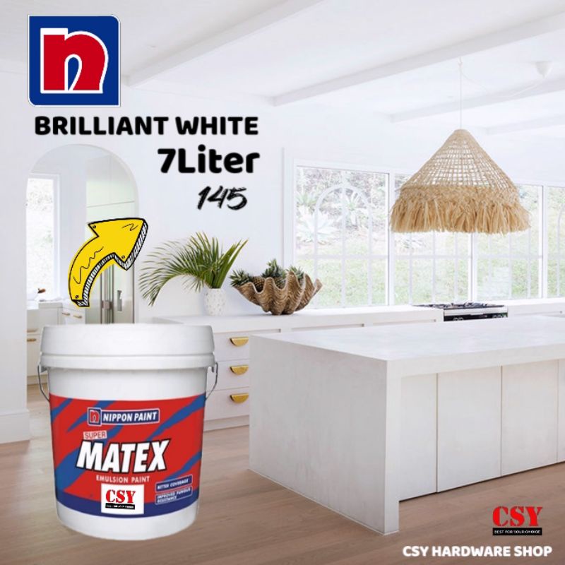 Nippon Paint Super Matex 7Liter MaxiWhite / Brilliant White / white / Black / Cat dinding Rumah ...