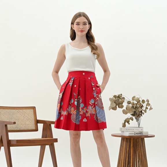 151 BBC Red Skirt/Batik Skirt/ Women's Batik Skirt/ Batik Bottoms ...