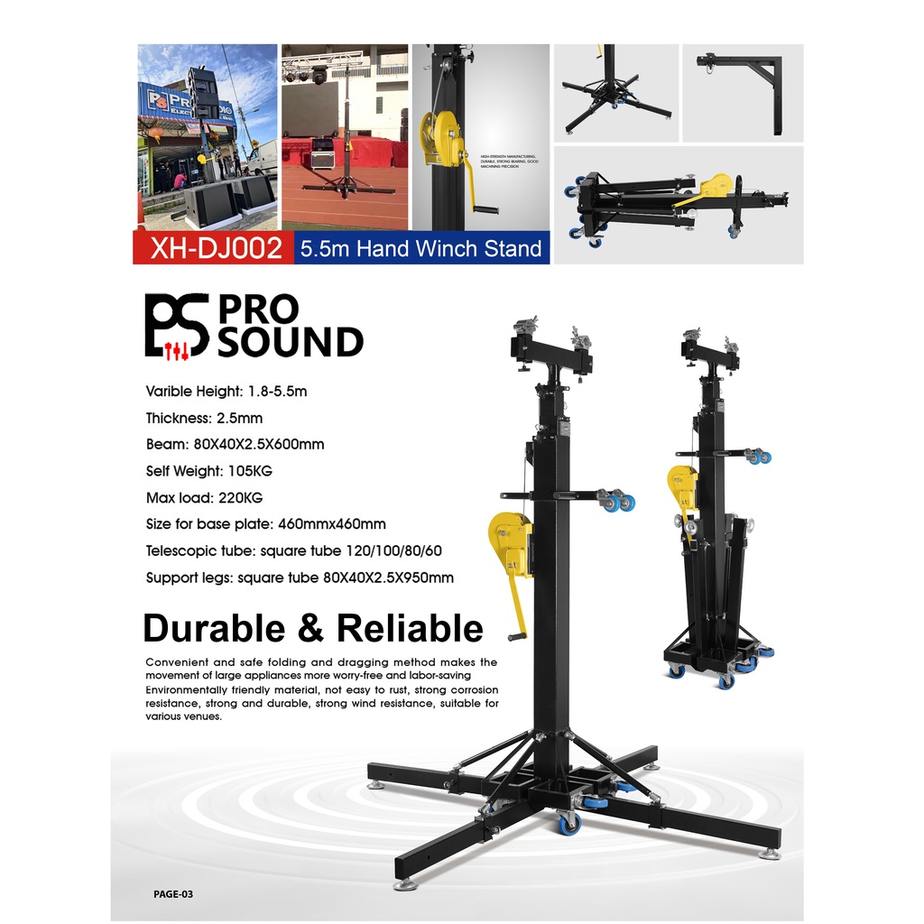 PS Pro Sound DJ002 / XH-DJ002 Professional Heavy Duty 5.5 Meter Hand ...