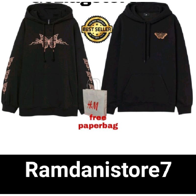 Hoodie H&M BUTTERFLY Embroidery & SABLON Hnm Full teg, label Free ...
