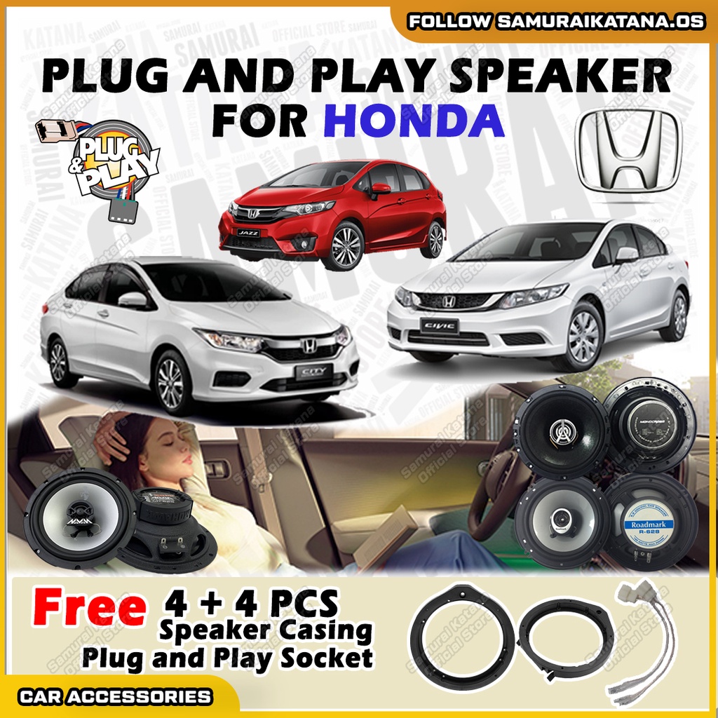 For Honda City Civic Jazz HRV Plug and Play Car Speaker Mohawk JVC Bosoko Roadmark Sony PnP Spk ...