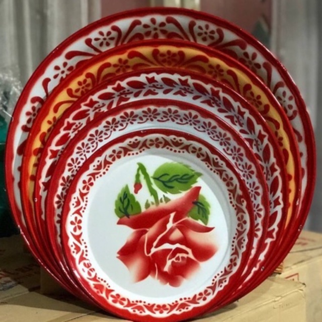 Talam/ Dulang Ayan Corak Bunga Floral Merah | Shopee Malaysia