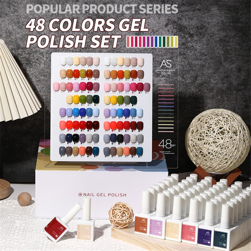 AS® 48 Colors UV/LED Nail Gel Polish Nail Gel Glue Soak off UV LED Nail ...