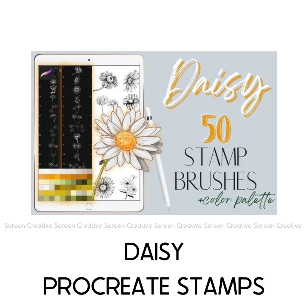 P111 Procreate Daisy Flowers Stamp Brushes (Floral flower botanical ...