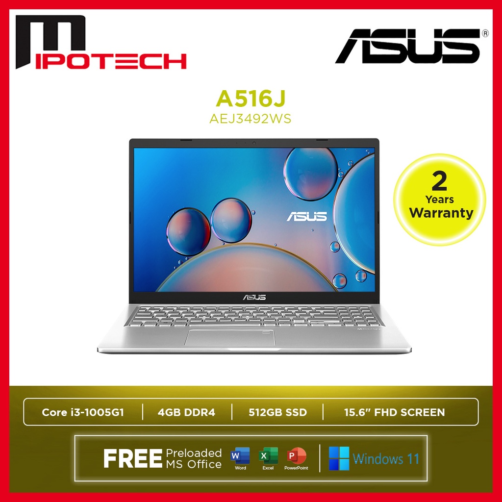 Asus Laptop 15 A516J-AEJ3492WS 15.6'' FHD Laptop Transparent Silver ...